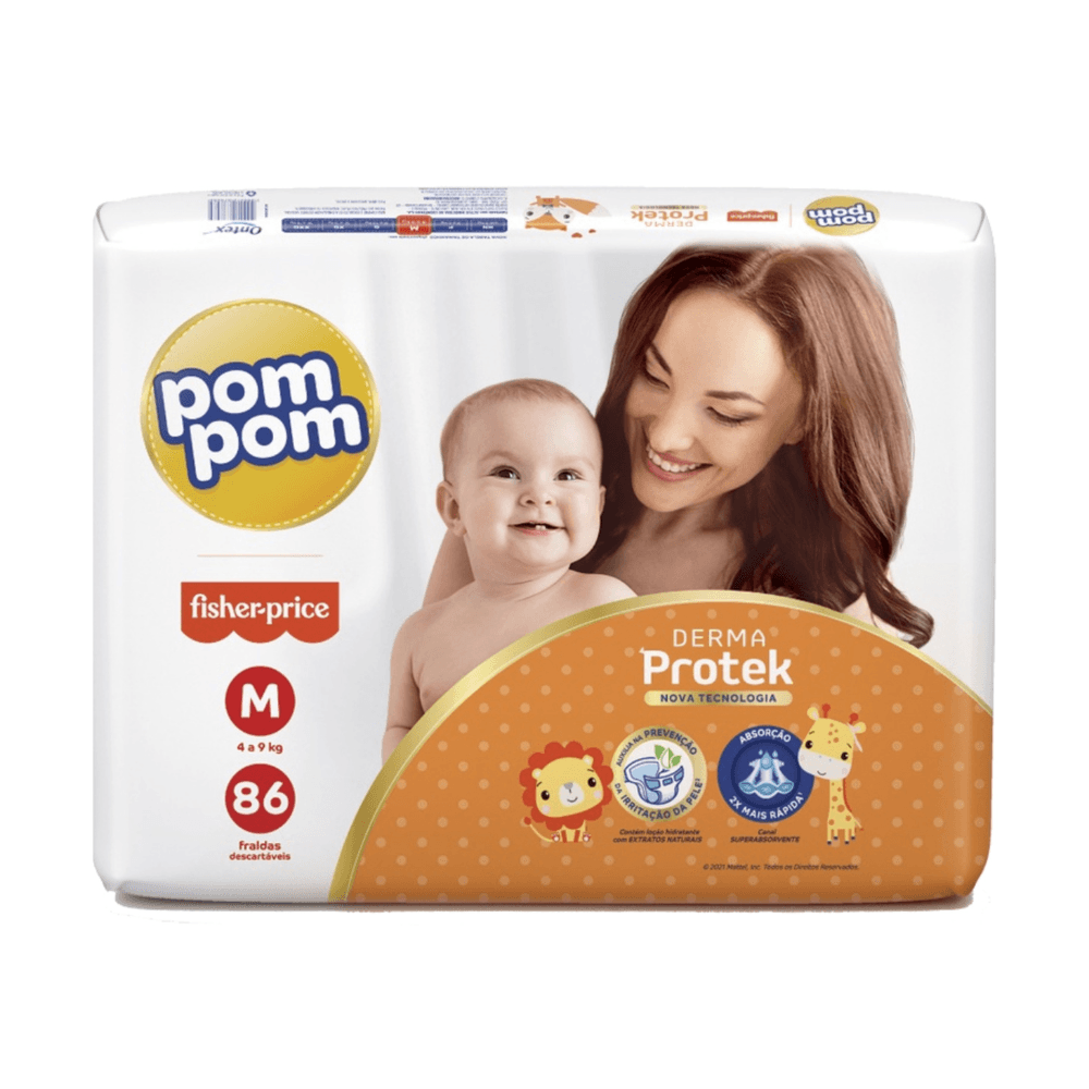 Fralda Infantil Pom Pom Derma Protek Hiper - 7Y Distribuidora